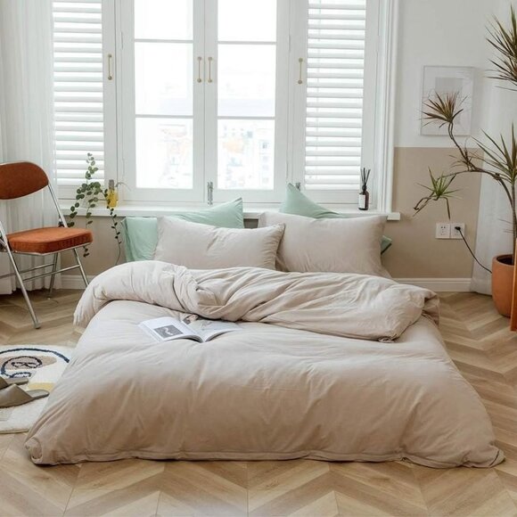 Bedding | Apricot Beige Duvet Cover Full Size Taupe Khaki Apricot Solid ...